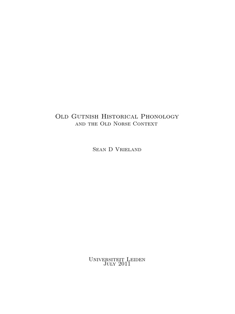 Old Gutnish Historical Phonology and The Old Norse Context | PDF ...