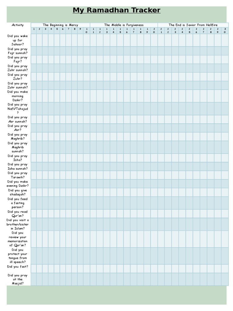 My Ramadhan Tracker | PDF