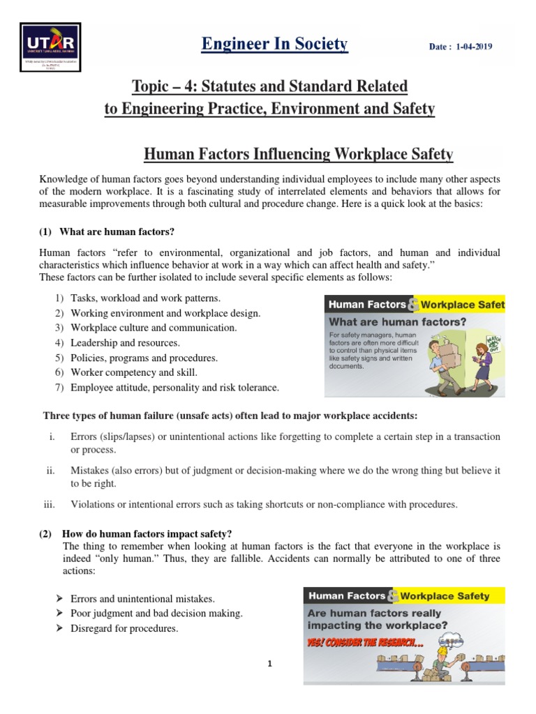 B11 2 Human Factors in Safety 25 Mar 19 | PDF | Occupational Safety And ...