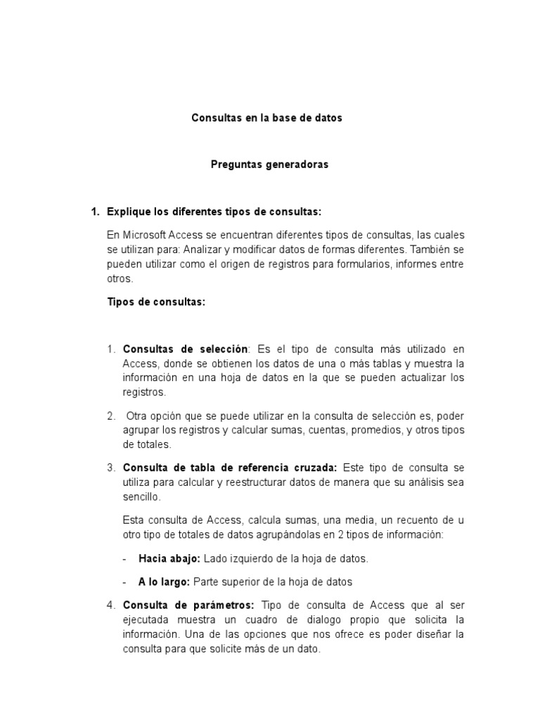 Consultas Base de Datos | PDF | SQL | Recuperación de información