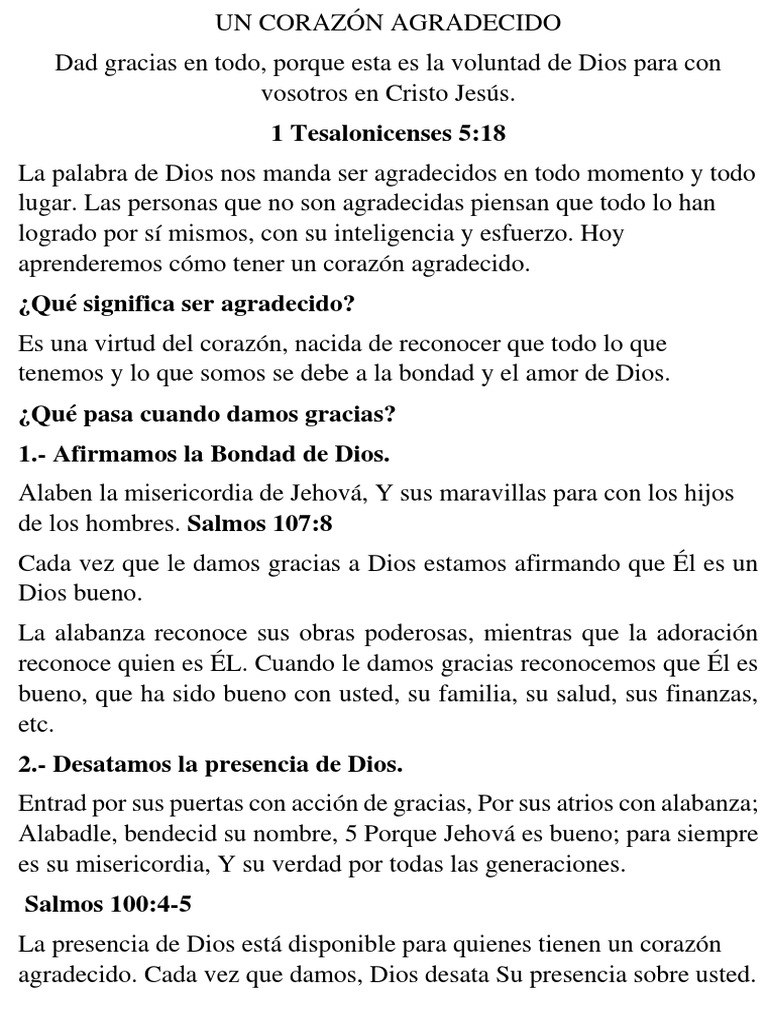 Un Corazón Agradecido | PDF | Dios | Fe