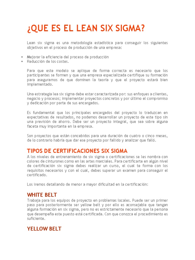 Que Es El Lean Six Sigma | Six Sigma | Business