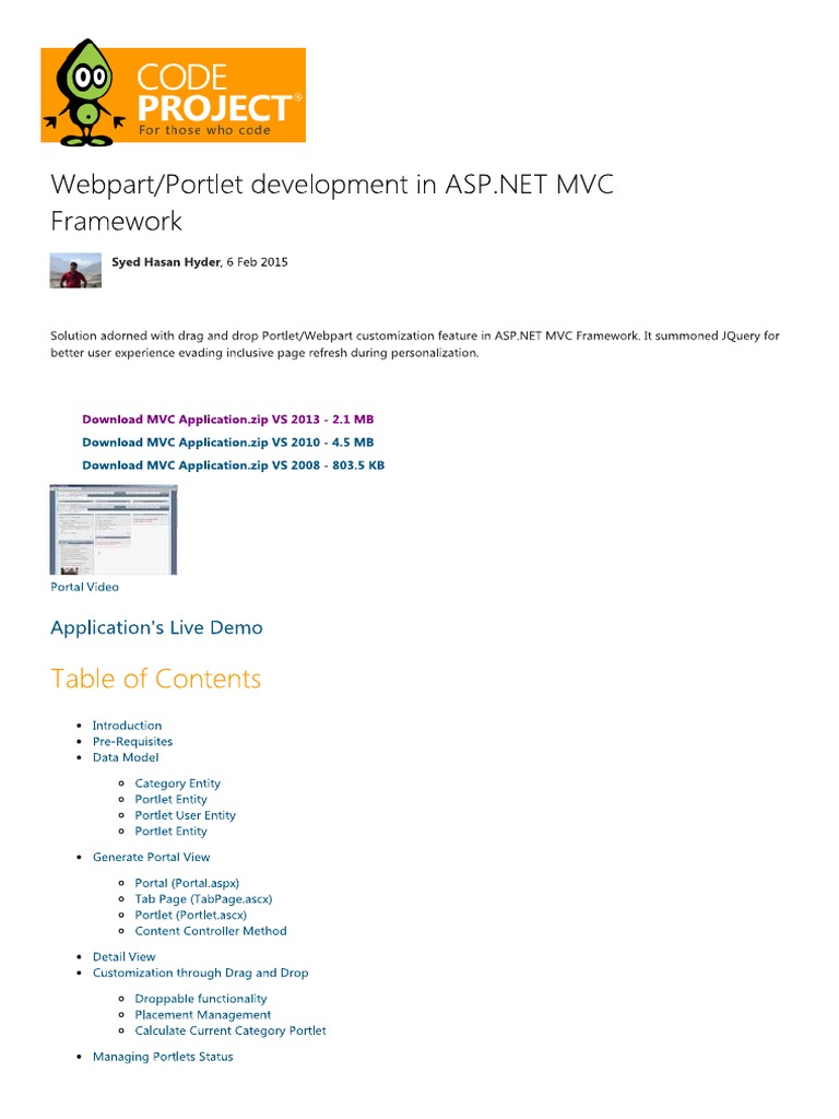 Portlet Development in ASP | PDF