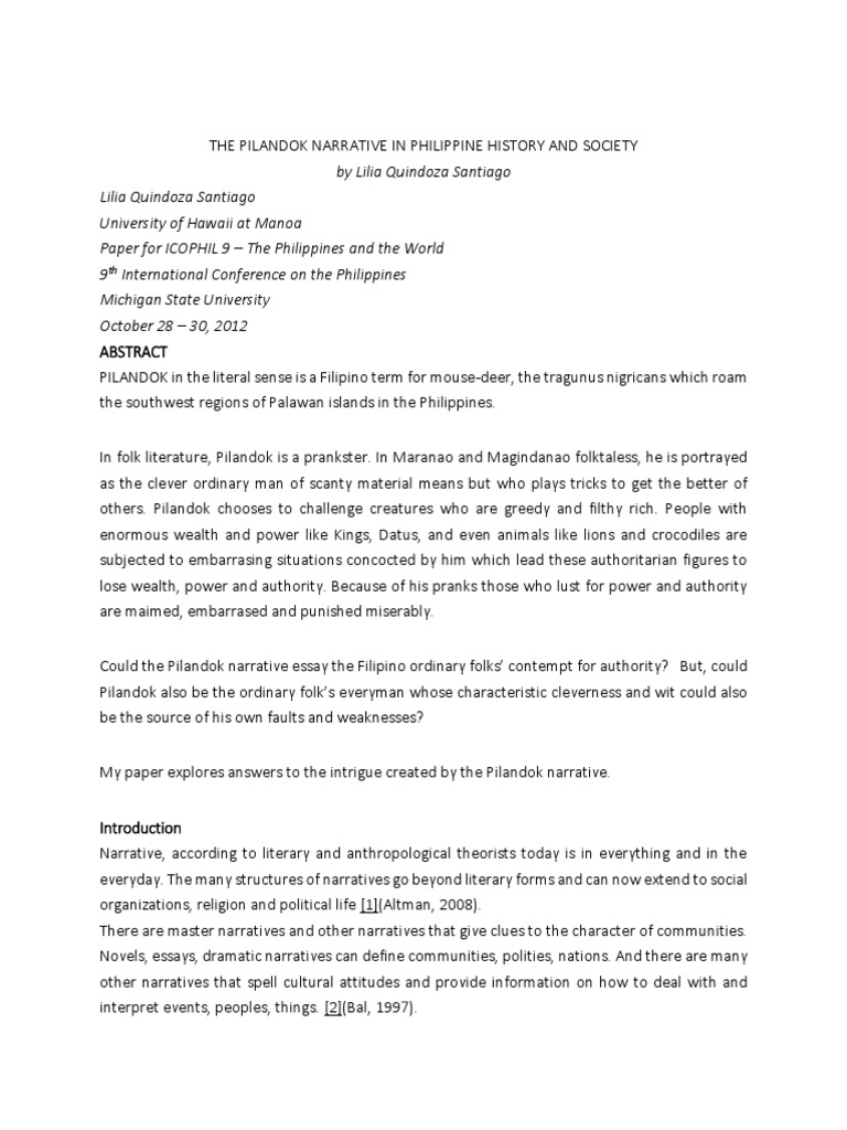 The Pilandok Narrative in Philippine His | PDF | Narrative | Philippines