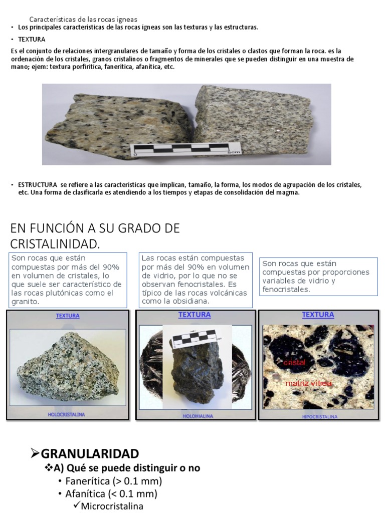 Texturas de Rocas Igneas PDF | Roca ígnea | Roca (geología)