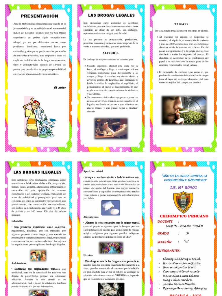 Triptico Drogas Legales e Ilegales | Descargar gratis PDF | Drogas | Tabaco