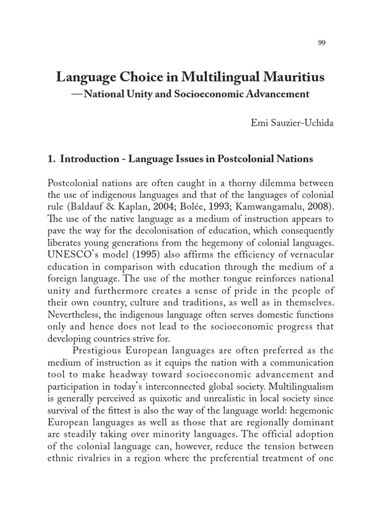 Language Choice in Multilingual Mauritius | PDF | Mauritius ...