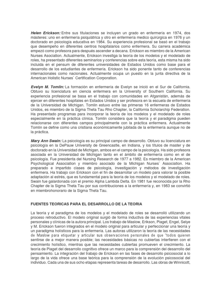 Helen Erickson | Enfermería | Teoría
