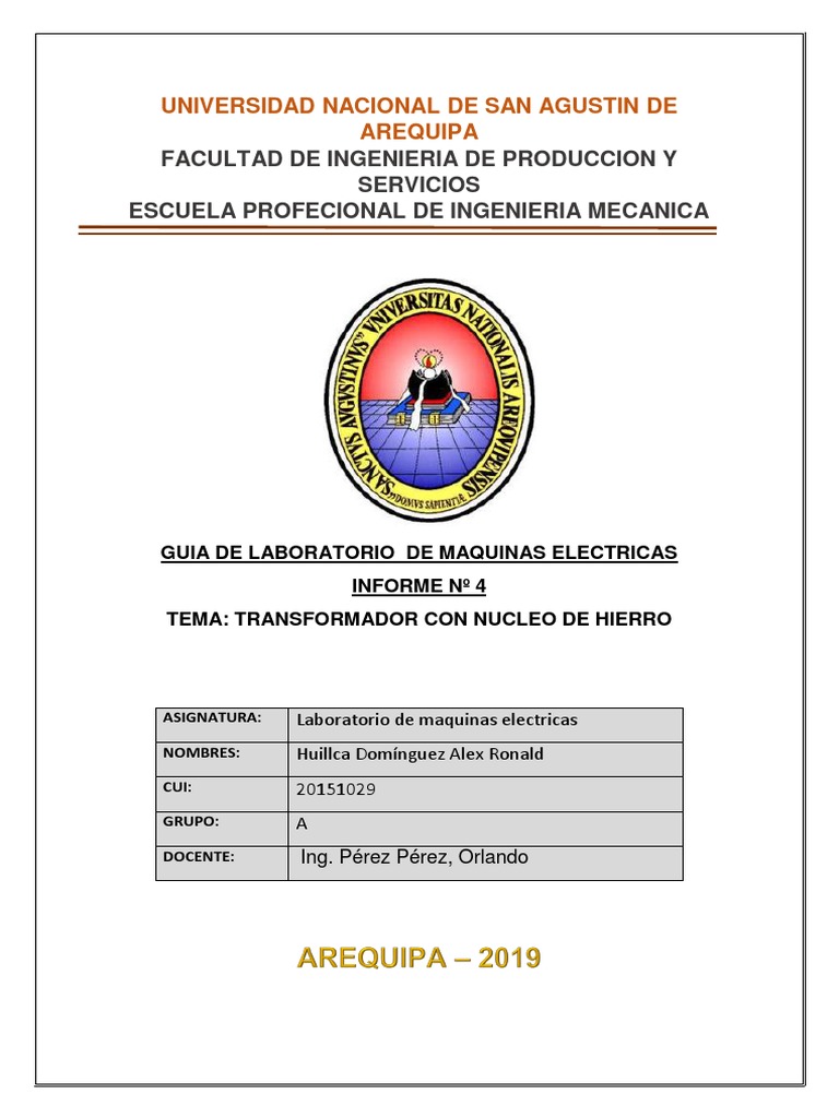 Laboratorio #4 - Lab. de Maquinas Electricas. | PDF | Transformador | Inductor