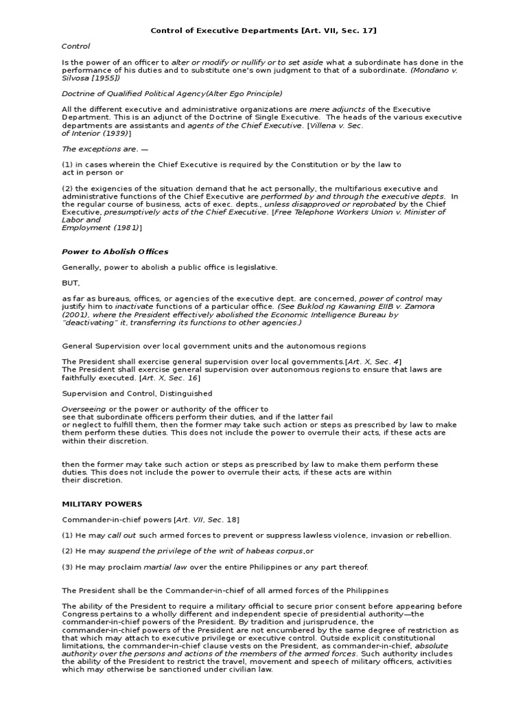 REPORT Control of Executive Departments | PDF | Pardon | Veto