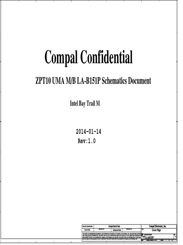 Compal ZPT10 LA-B151P Rev 1.0 2014-01-14 | PDF | Usb | Digital Technology