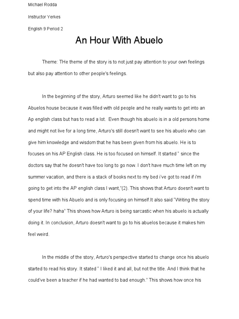 Arturo's Growth in "An Hour With Abuelo" | PDF