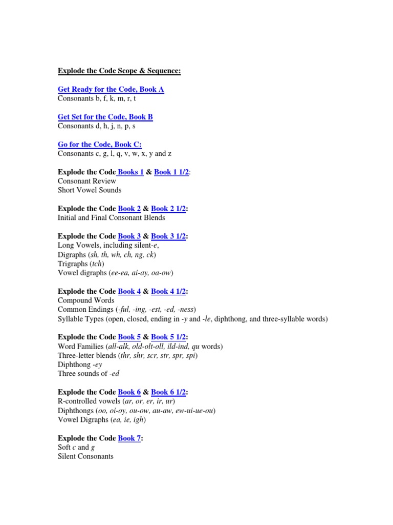 Explode The Code Scope & Sequence | PDF