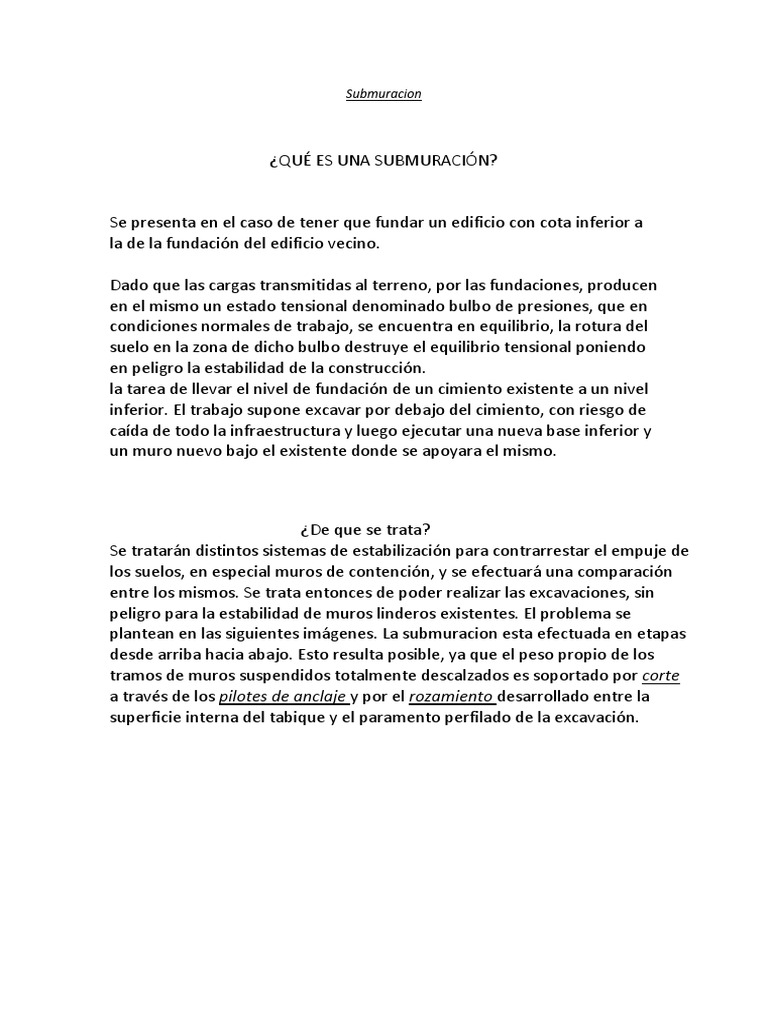 Métodos de Submuración en Construcción | PDF | Fundación (Ingeniería ...