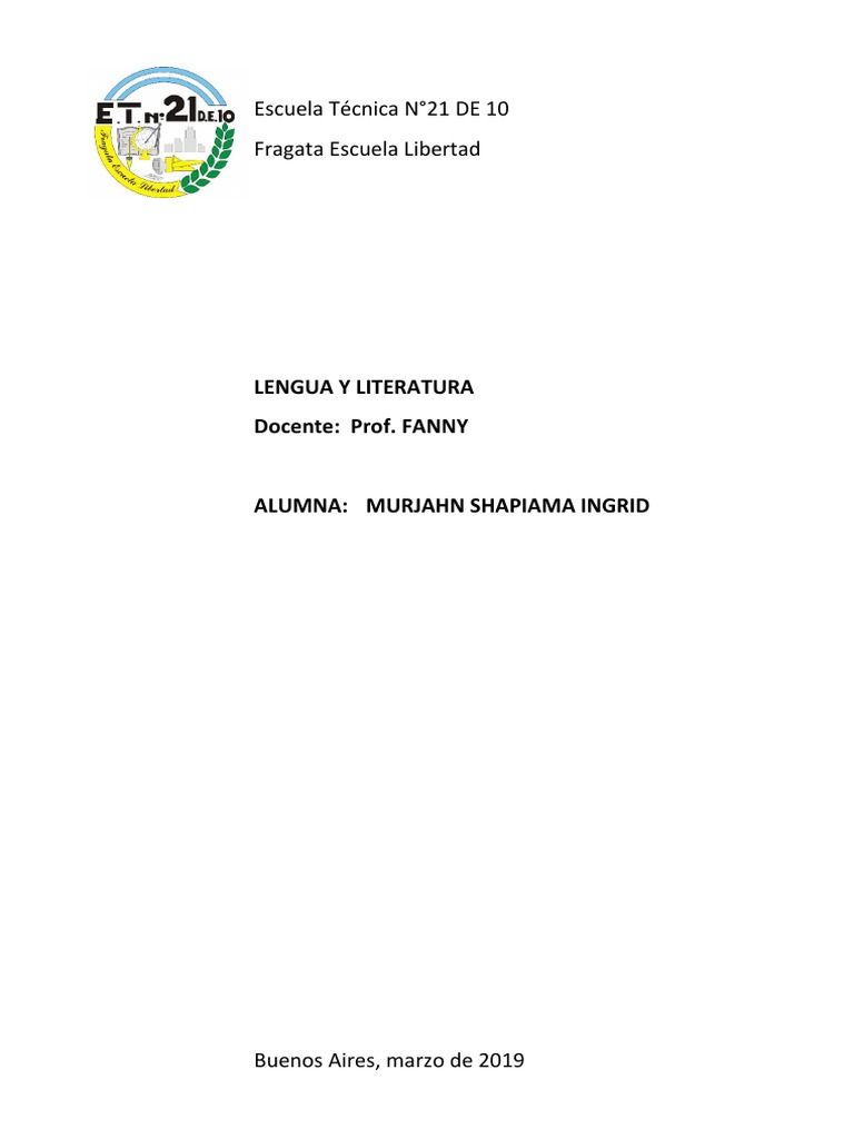 Cáratula Escuela Tecnica 21 - Fragata Libertad | PDF