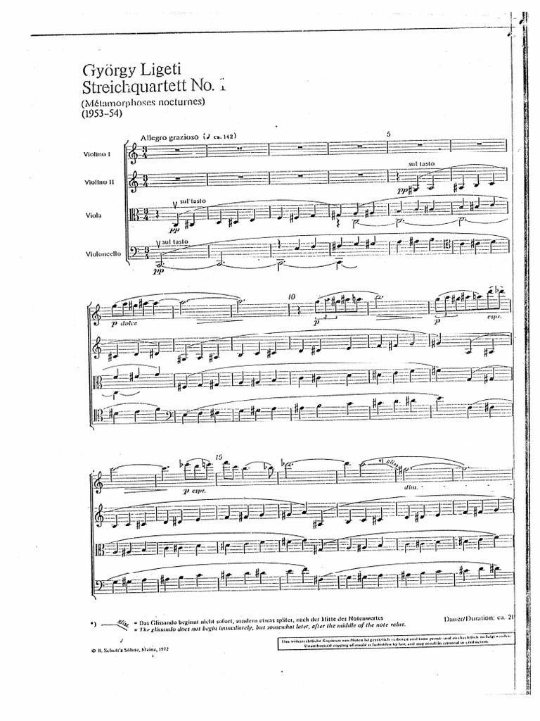 Ligeti String Quartet No. 1 - I | PDF