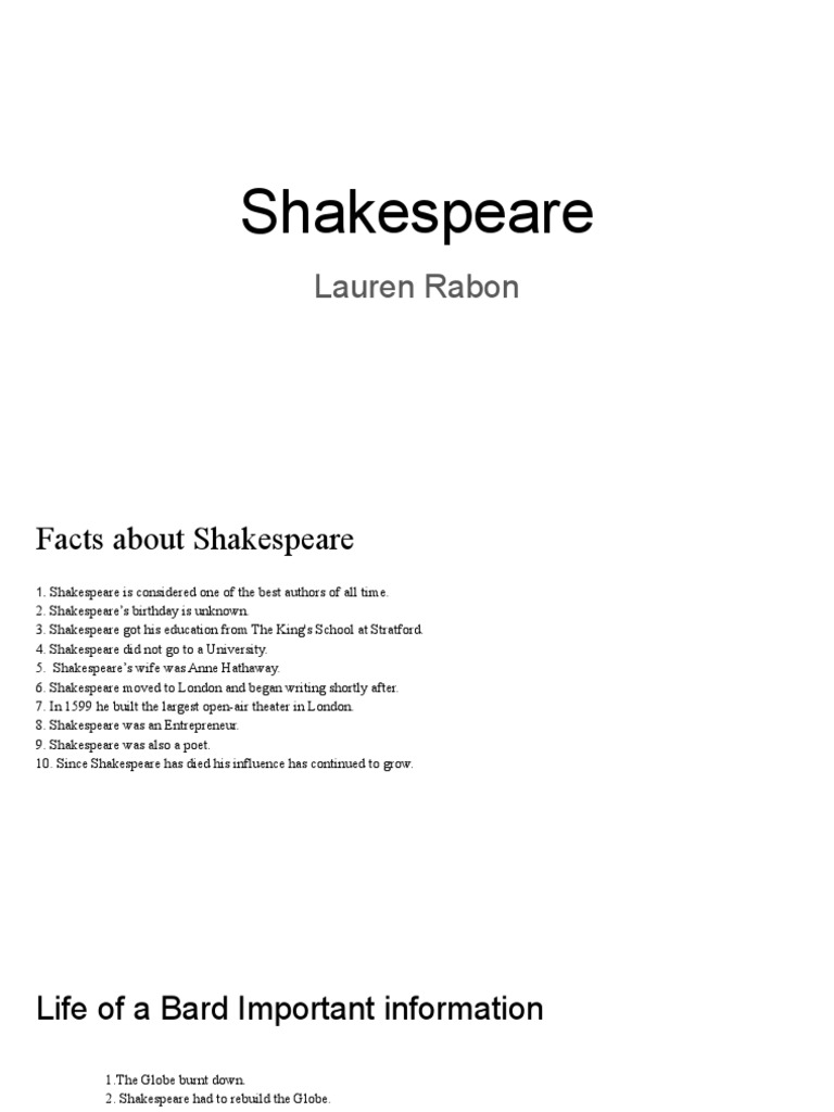 Shakespeare Notes | PDF | William Shakespeare | Performing Arts