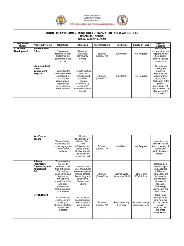 Yes o Action Plan Sy 18 19 | PDF | Science | Teachers