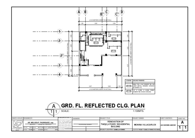 Grd. Fl. Reflected Clg. Plan: A B' C C' D B | PDF