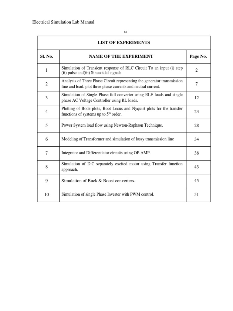 Electrical Simulation Lab Manual PDF | PDF | Electrical Network ...