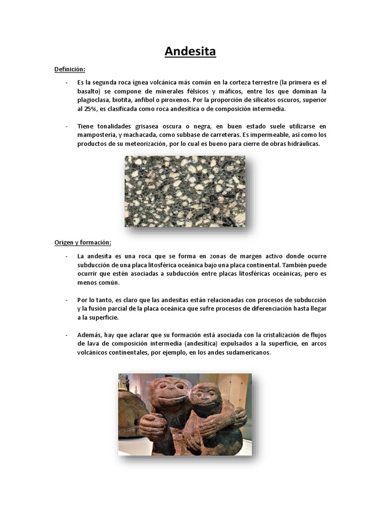 Características y usos de la andesita | PDF | Roca ígnea | Rocas
