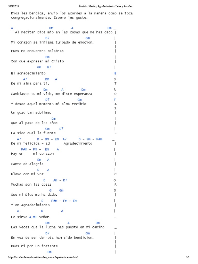 Agradecimiento: Letra y Acordes | PDF | Comportamiento religioso y ...