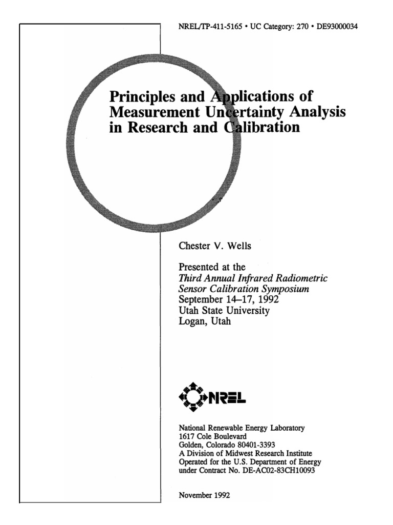 Principle & Applications of Measurement Uncertainty Analysis | PDF | Observational Error ...