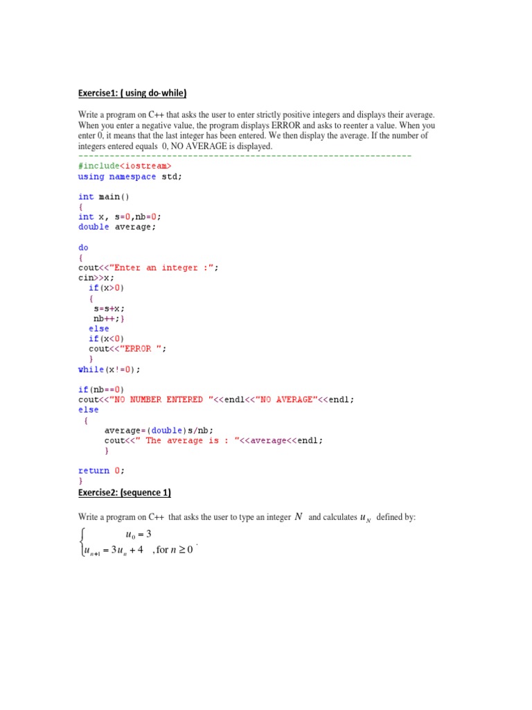 C++ Do-While Average of Positive Integers | PDF | Integer (Computer ...