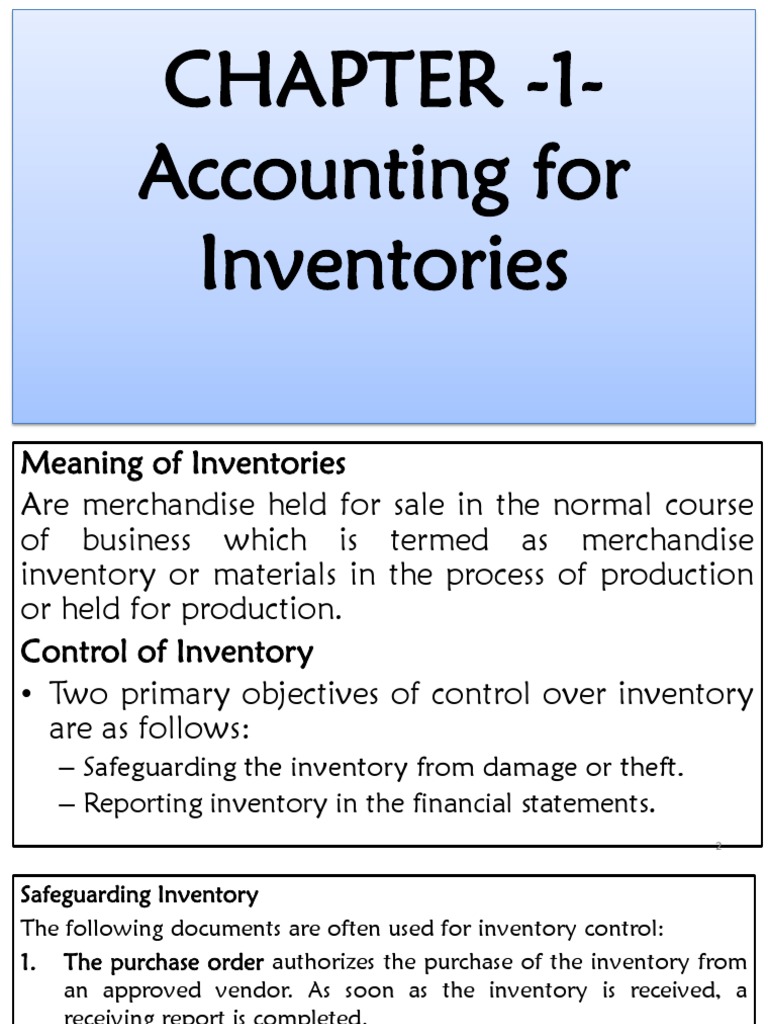 Chapter - 1-Accounting For Inventories | PDF | Inventory | Net Income