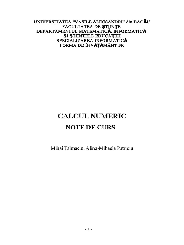 Calcul Numeric | PDF
