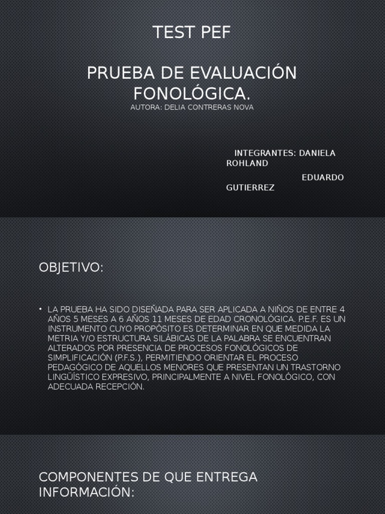 Prueba de Evaluación Fonológica PEF | PDF | Palabra | Sílaba