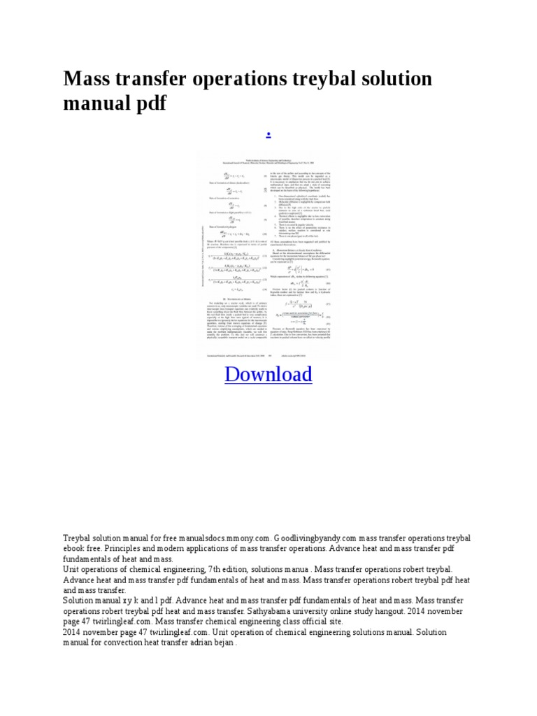 A Comprehensive Collection of Resources for Understanding Mass Transfer ...