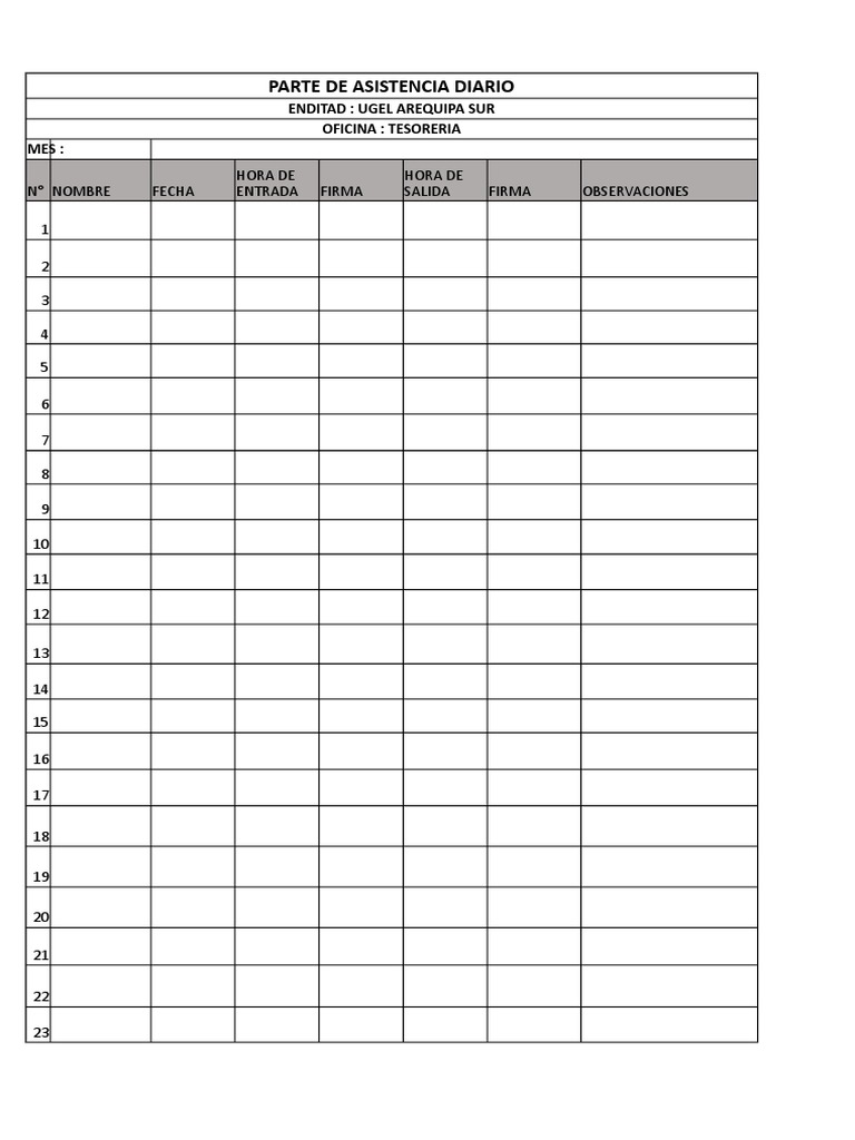 Modelo de Asistencia Diario