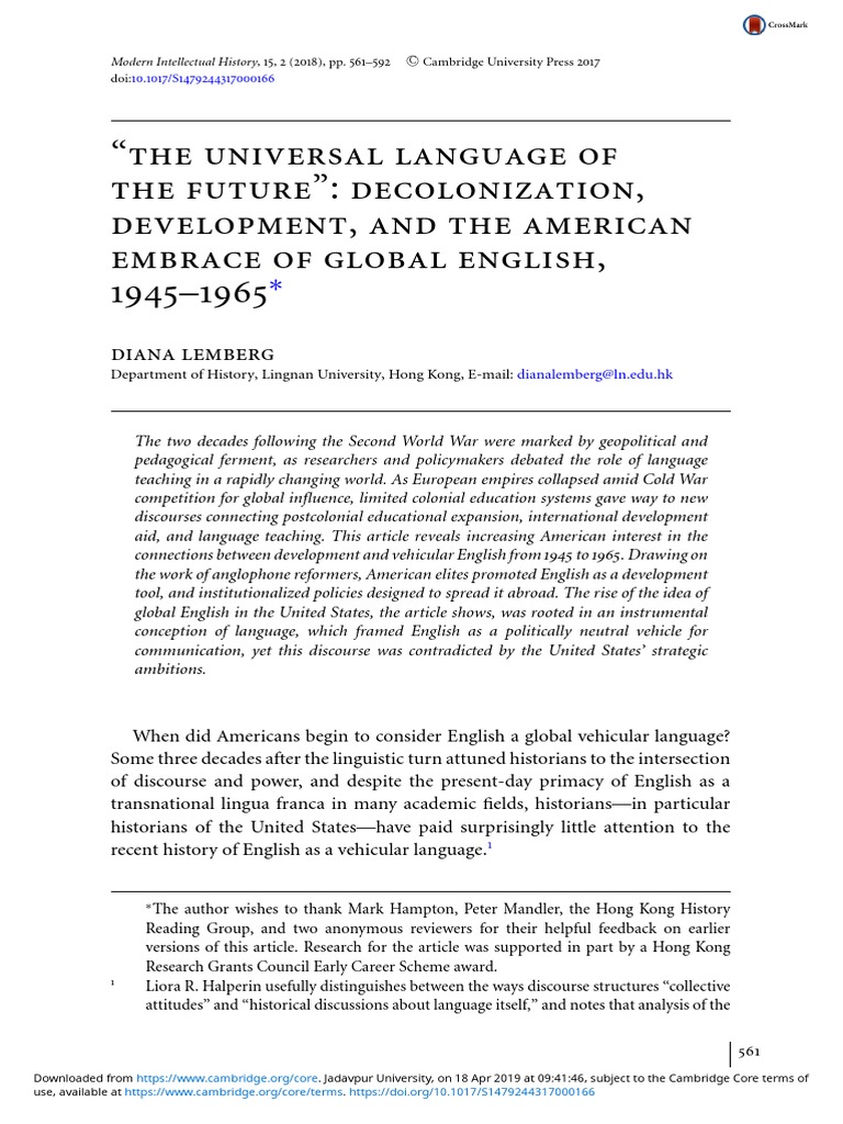 Universal Language of The Future Decolonization Development and The ...