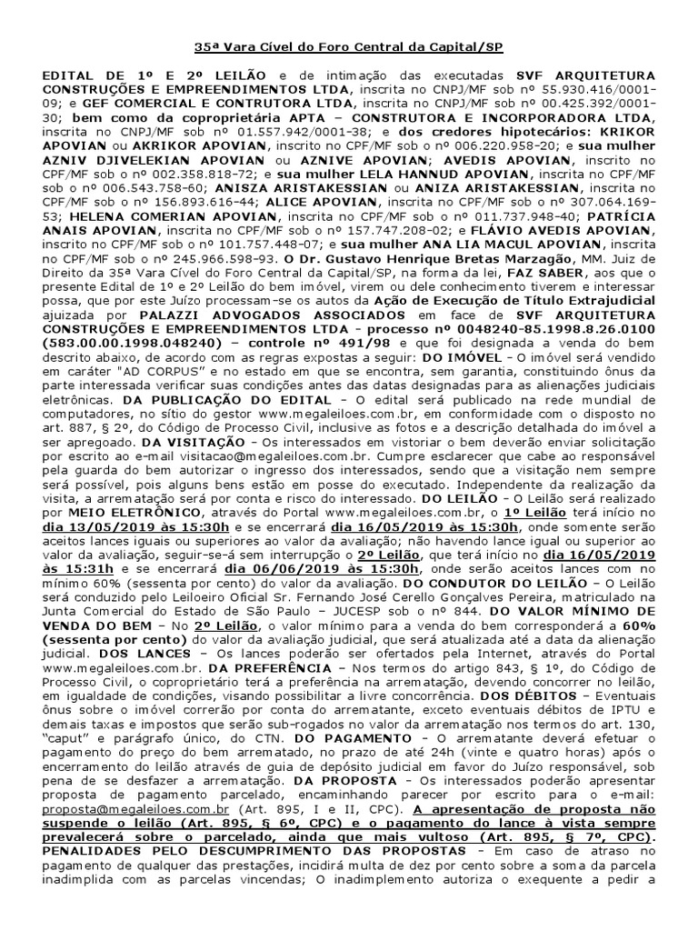Edital de Leilão (Modelo) | PDF | Leilão | Informação governamental
