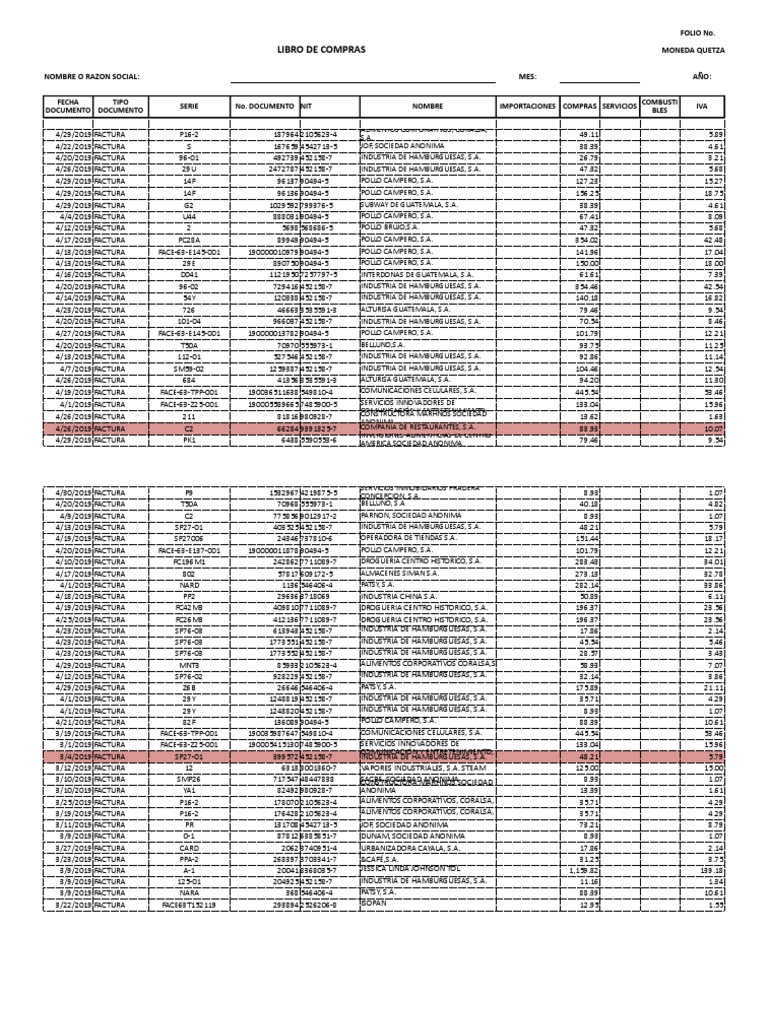 Libro de Compras y Ventas 2019 | PDF | Empresas | Derecho Corporativo