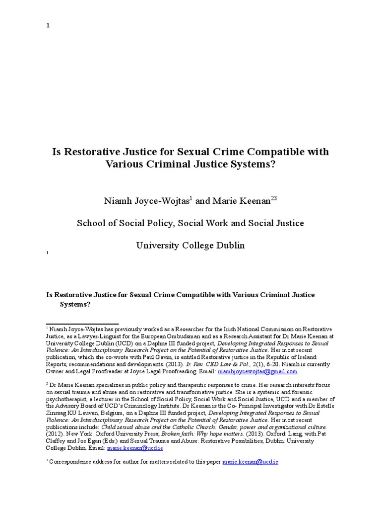 Restorative Justice for Sexual Crimes | PDF | Restorative Justice | Victimology