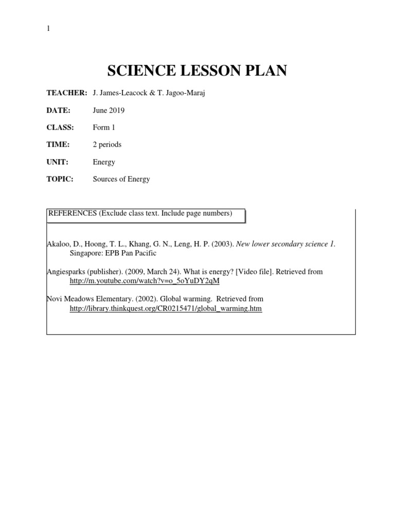 Sources of Energy Hfle - Lesson Plan | PDF | Microsoft Power Point ...