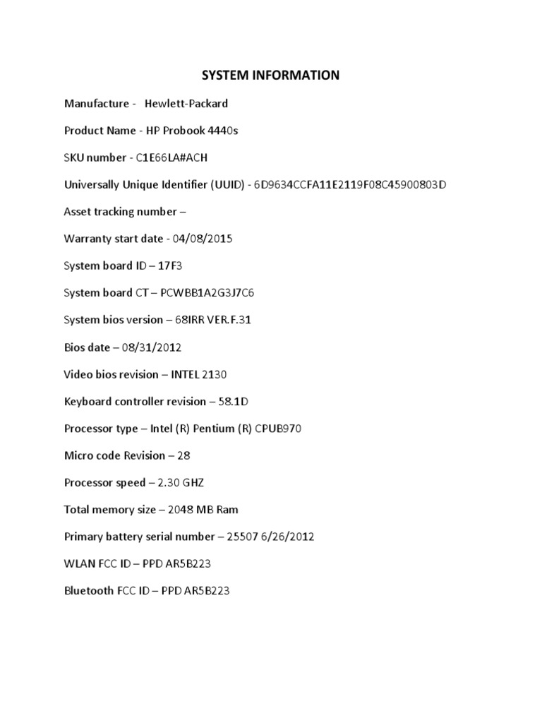 HP Probook 4440s Specs Overview | PDF