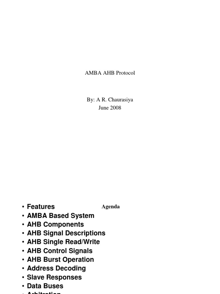 Amba Ahb Protocol Presentation Pdf Computer Data Computer