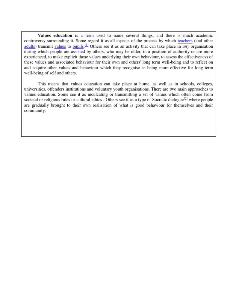Values Education Notes | PDF