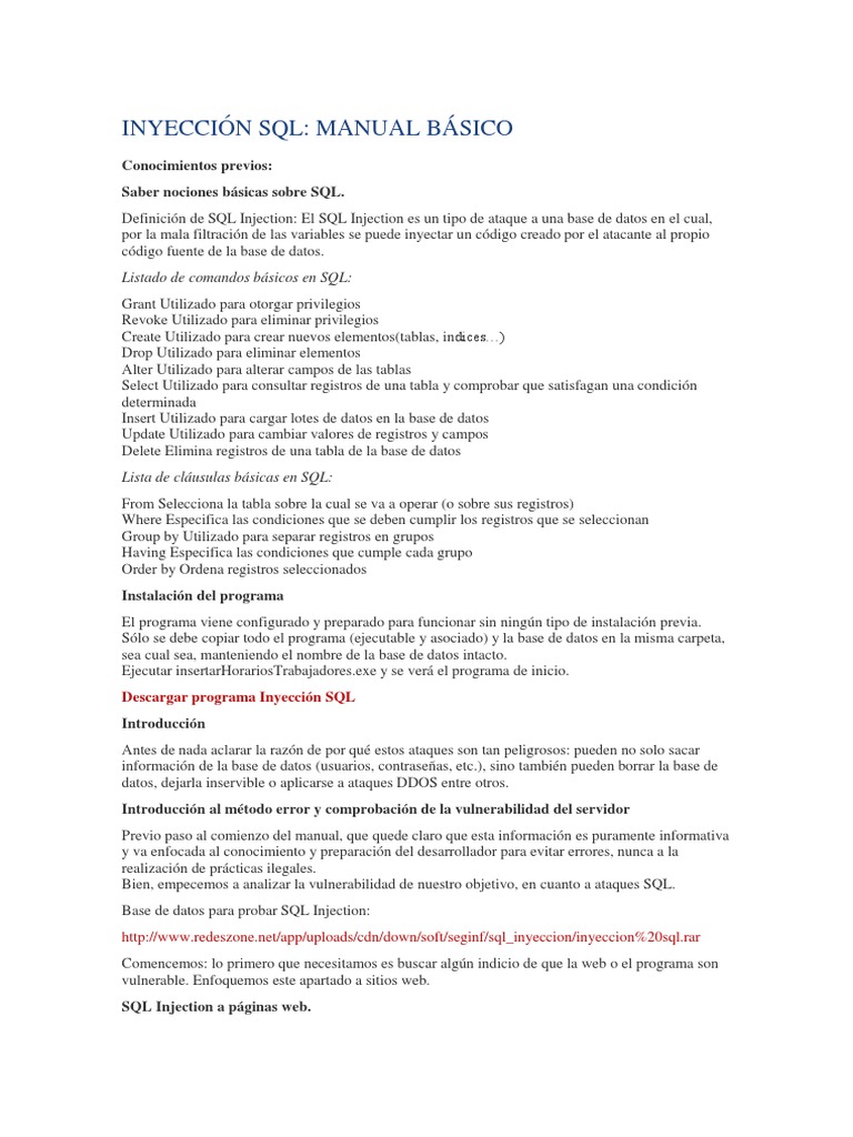 INYECCIÓN SQL | PDF | SQL | Contraseña