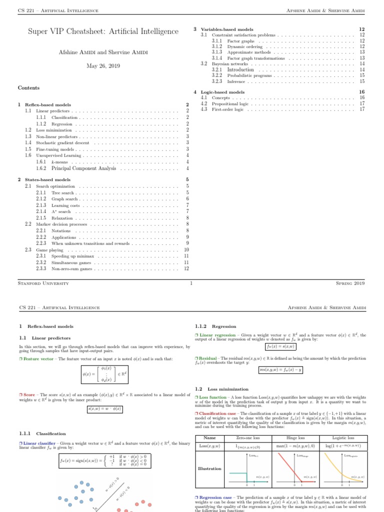 Super VIP Cheat Sheet: Arti Cial Intelligence | PDF | Eigenvalues And Eigenvectors | Artificial ...