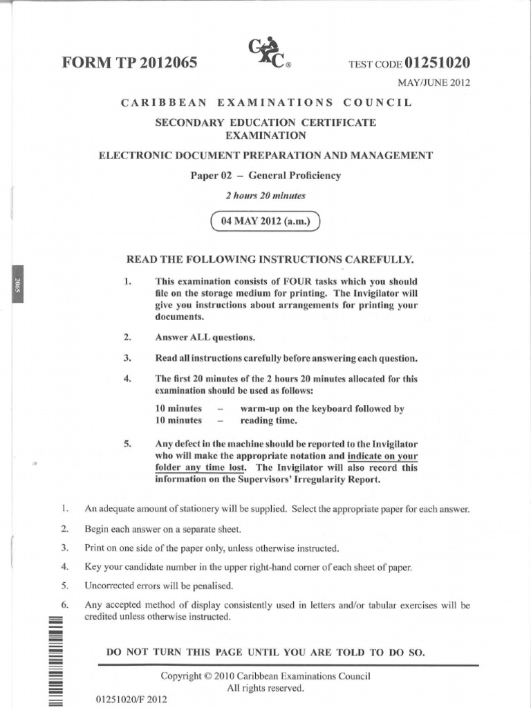 EDPM Past Paper 2012 PDF | PDF