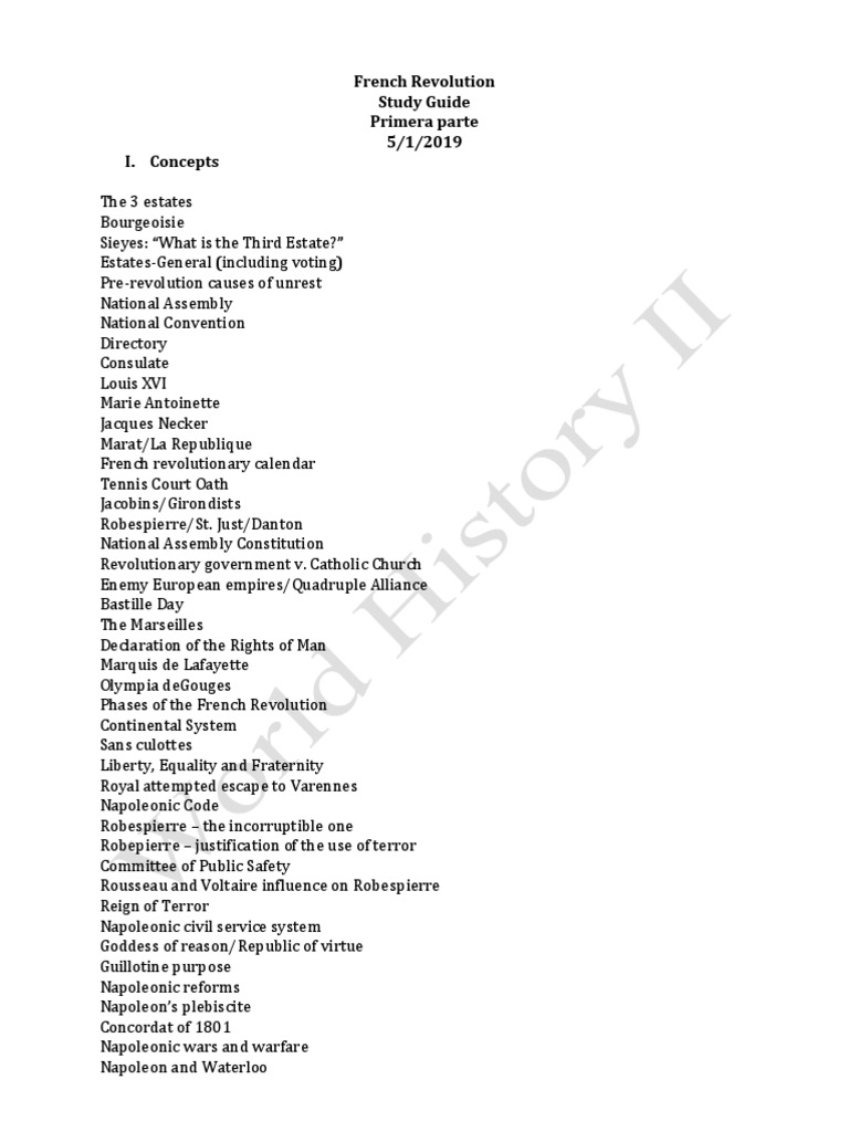 French Revolution Study Guide Overview | PDF | French Revolution ...