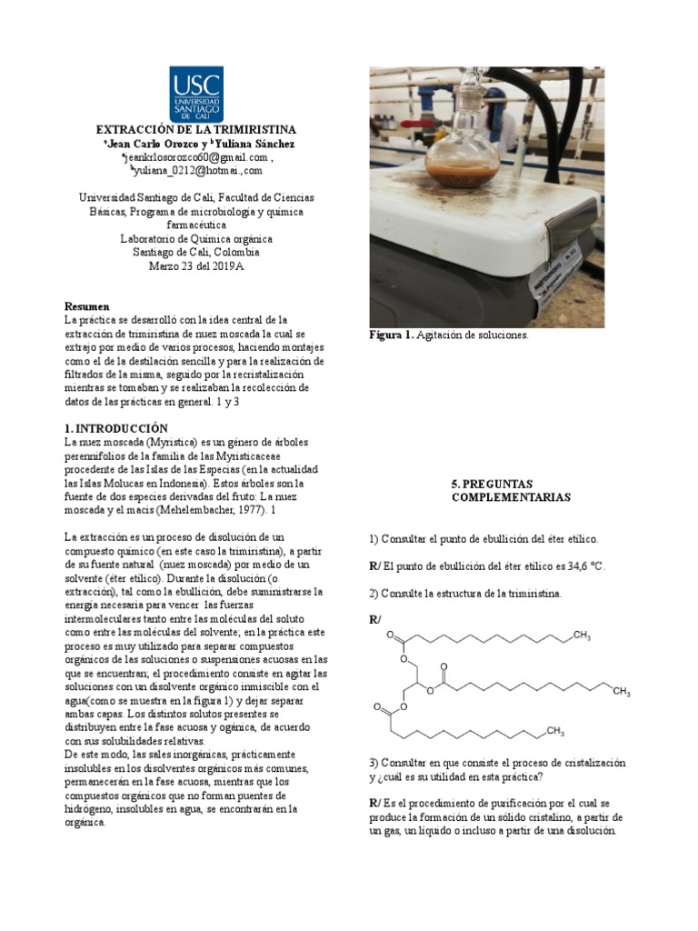 Extracción y Estructura de Trimiristina | PDF | Solubilidad ...