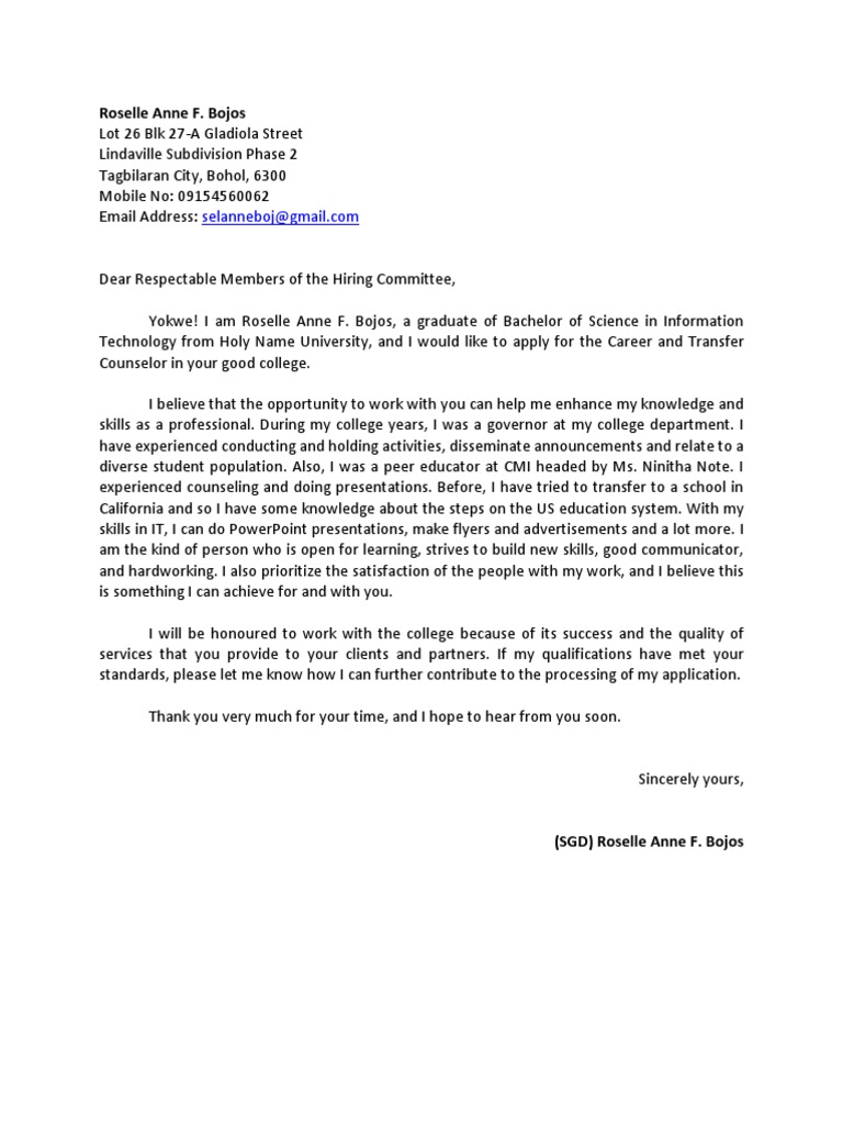 Application Letter CMI | PDF