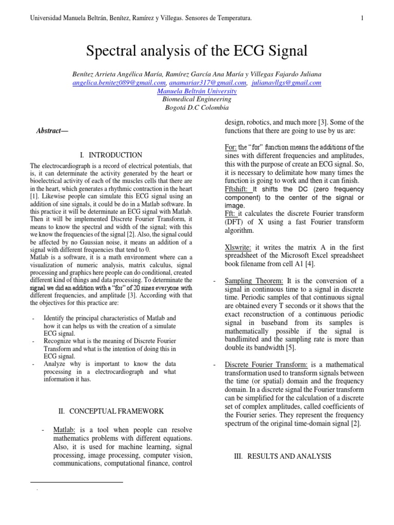 Spectral Analysis of The ECG Signal | PDF | Spectral Density | Sampling (Signal Processing)