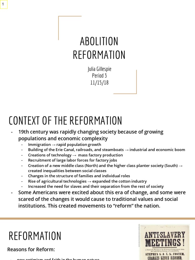 19th Century Abolition and Reform | PDF | Abolitionism In The United ...