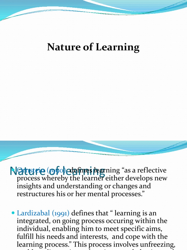 Nature of Learning | PDF | Learning | Teachers